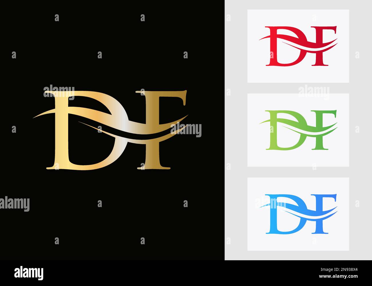 Initial Monogram Letter DF Logo Design. DF Logotype Template Stock ...
