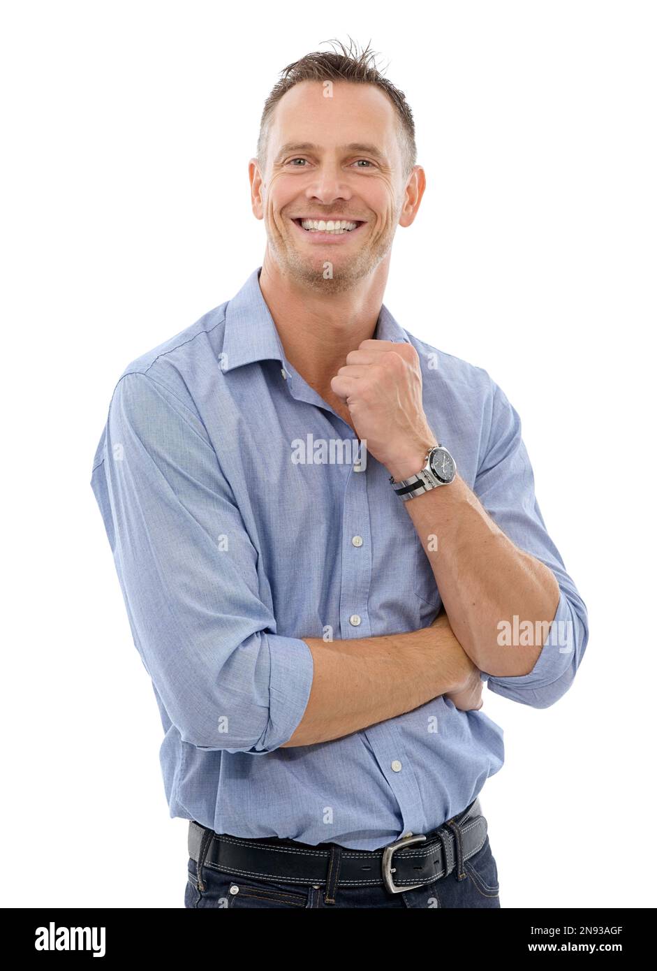 Portrait, ceo and business man in studio isolated on a white background ...