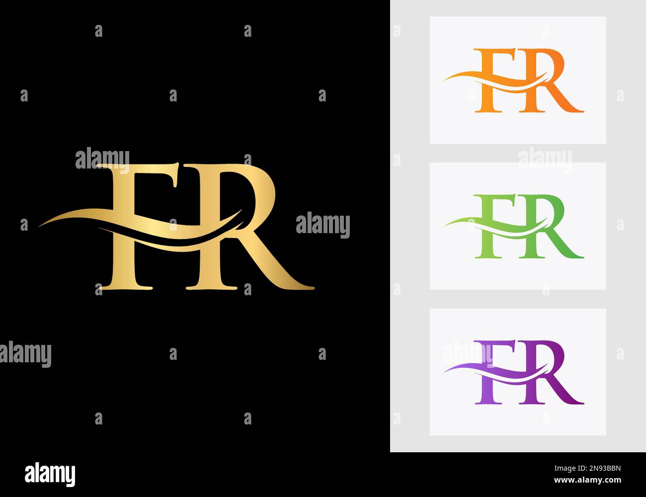 Initial Monogram Letter FR Logo Design. FR Logotype Template Stock ...