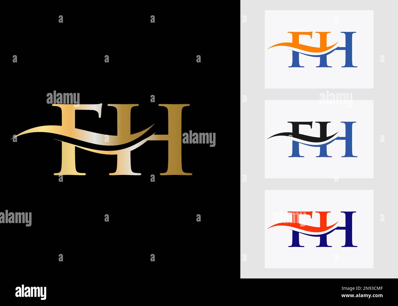Initial Monogram Letter FH Logo Design. FH Logotype Template Stock ...