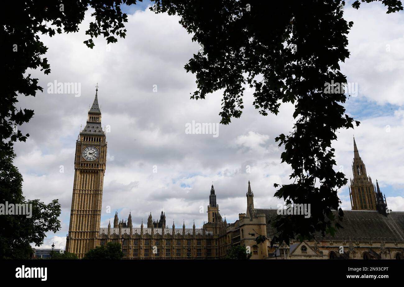 The 315-foot (96-meter)-high clock tower which houses the Big Ben bell ...