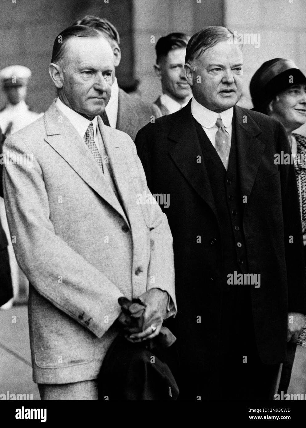 U.S. President Calvin Coolidge mets with Mr. Herbert Hoover and other cabinet members September ...