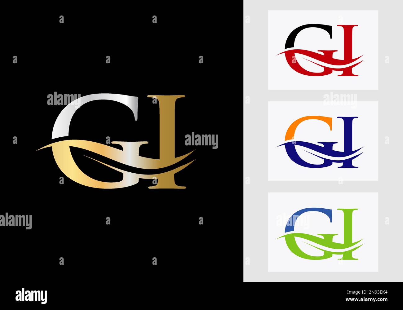 Initial Monogram Letter GI Logo Design. GI Logotype Template Stock ...