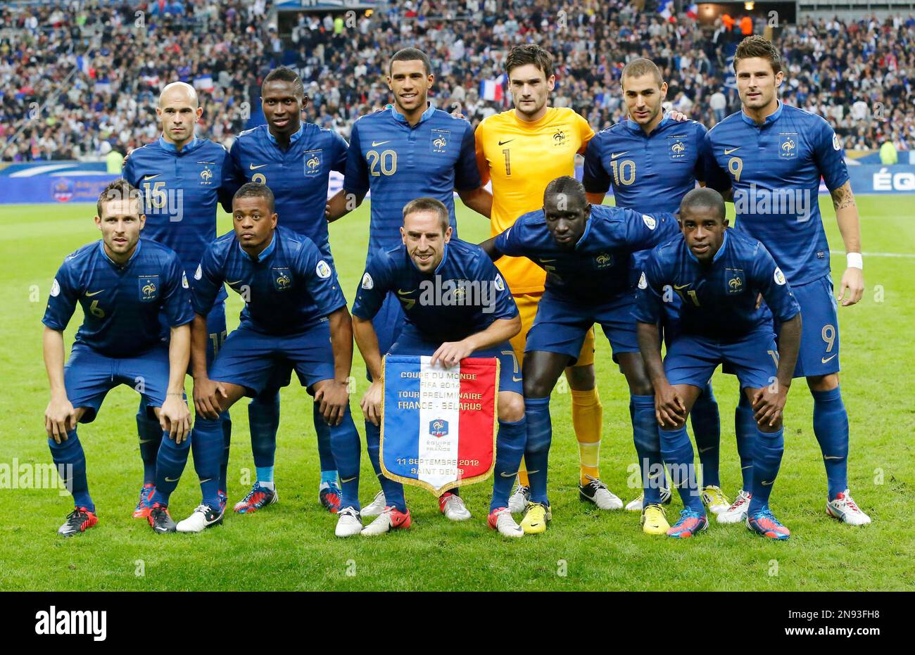 French National soccer team players pose for a group photo front row ...