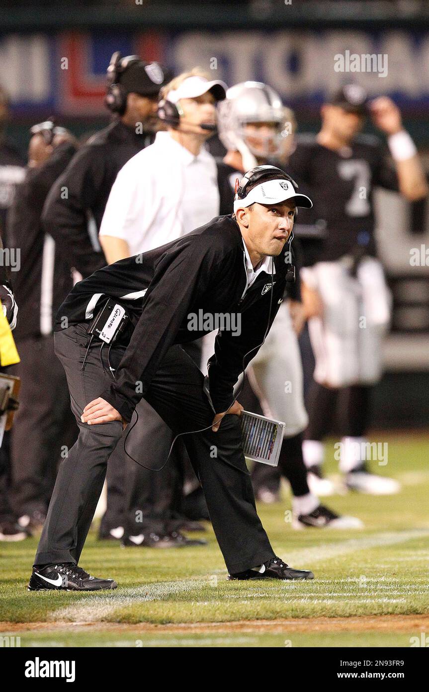 Oakland Raiders head coach Dennis Allen against the San Diego Chargers ...