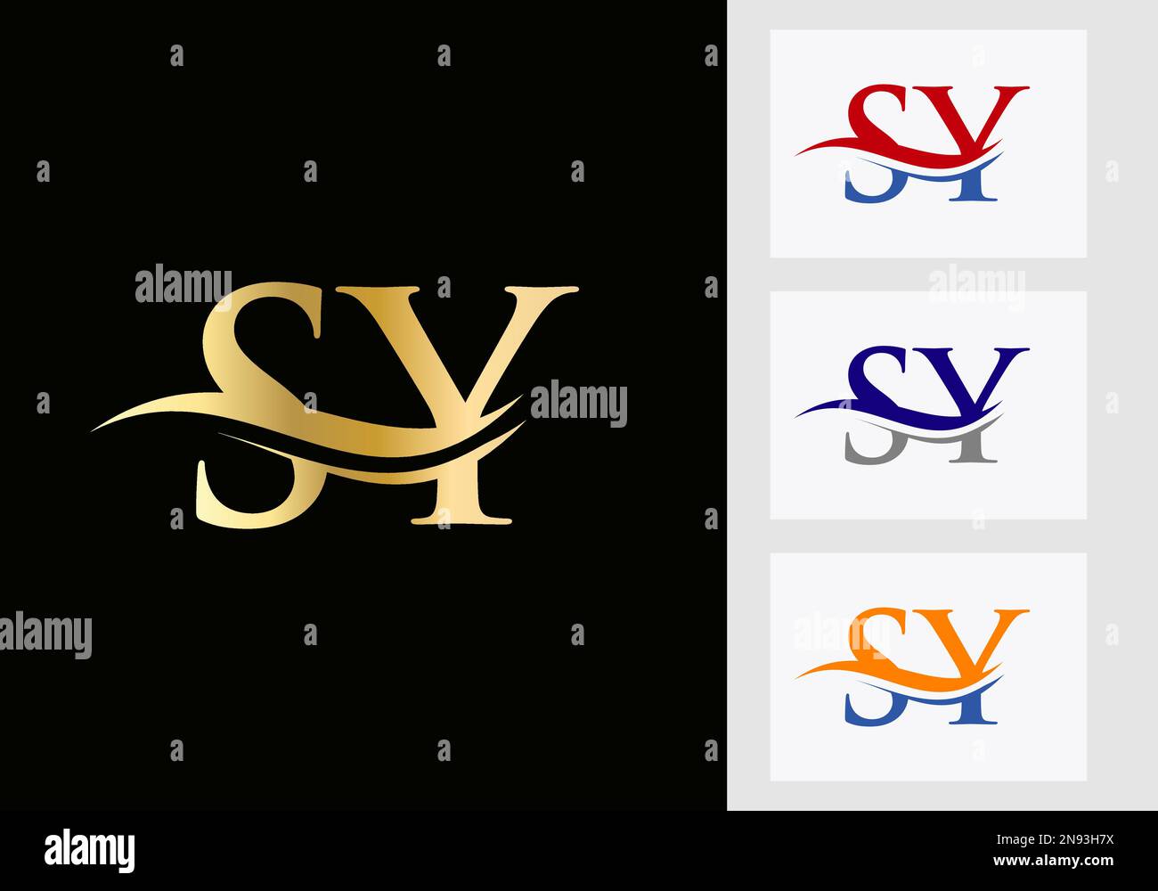 Initial Monogram Letter SY Logo Design. SY Logotype Template Stock ...