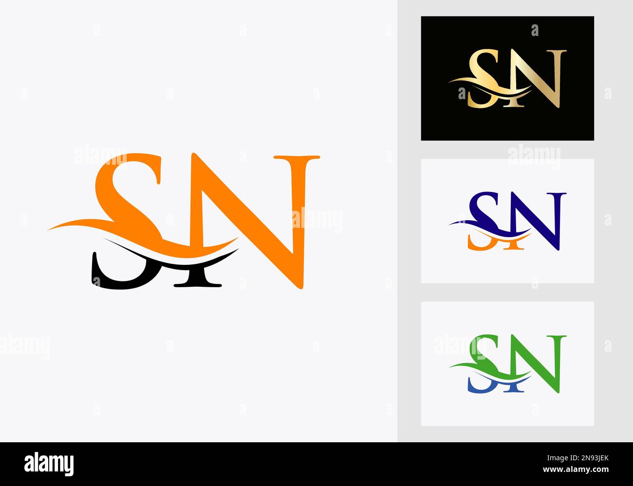 Initial Monogram Letter SN Logo Design. SN Logotype Template Stock ...