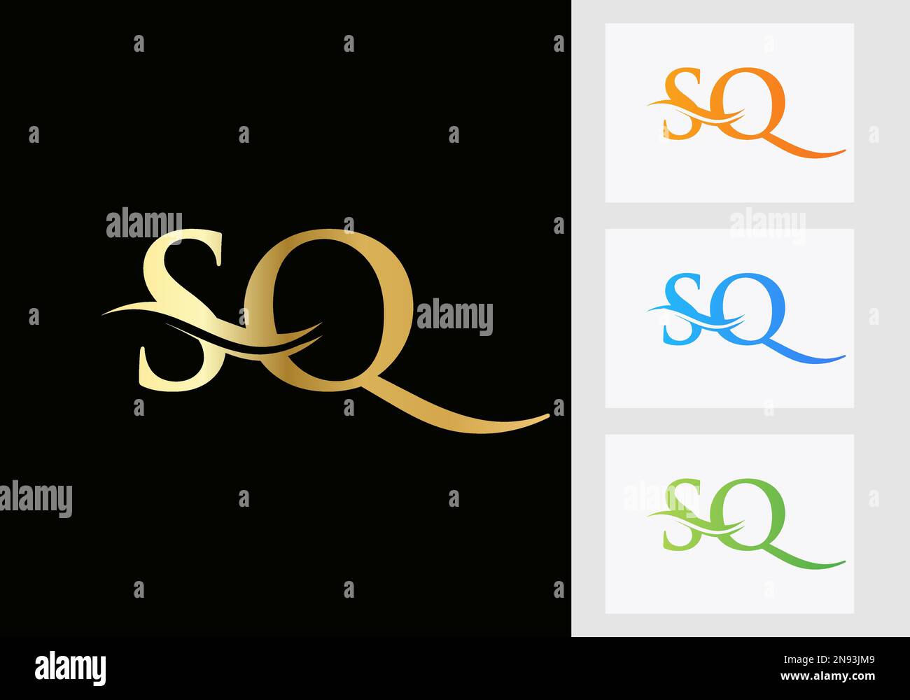 Initial Monogram Letter SQ Logo Design. SQ Logotype Template Stock ...