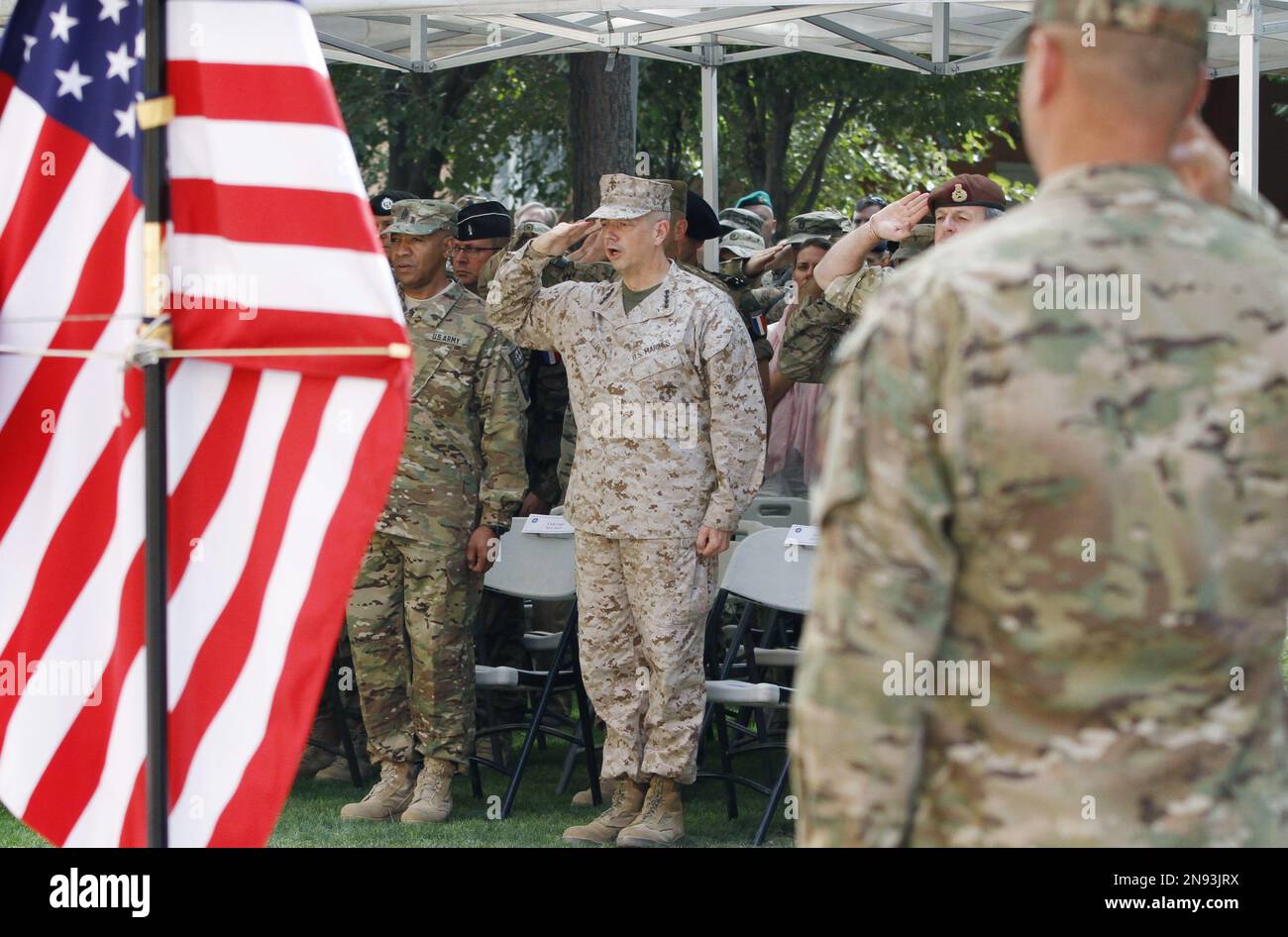 U.S. Marine Gen. John Allen, center, the top commander of U.S. and ...