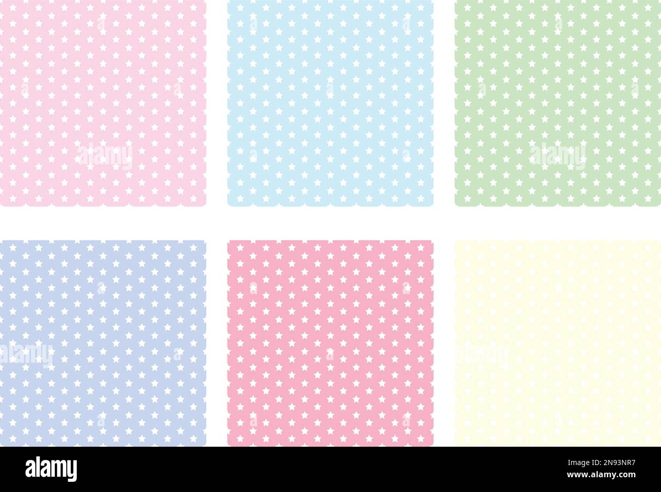 Set of 6 color pastel color star pattern vector seamless Stock Vector ...