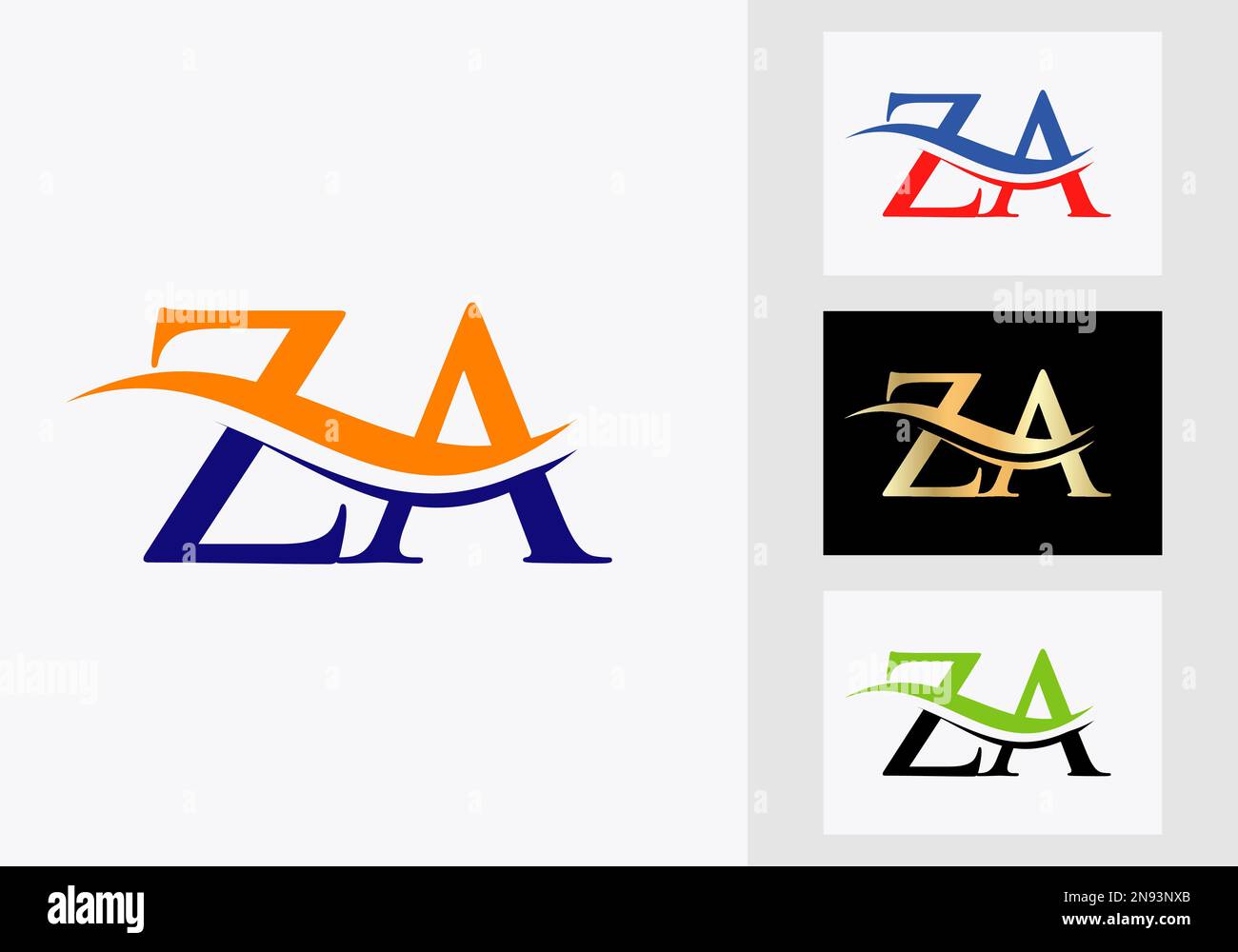 Initial Monogram Letter ZA Logo Design. ZA Logotype Template Stock ...