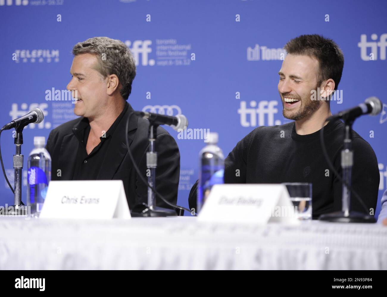 Actor Ray Liotta, left, and actor Chris Evans participate in a photo ...
