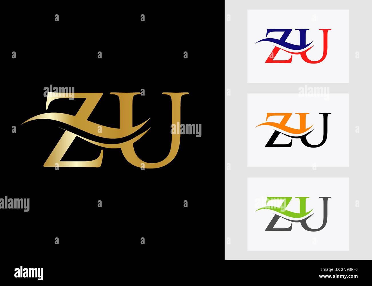 Initial Monogram Letter ZU Logo Design. ZU Logotype Template Stock ...