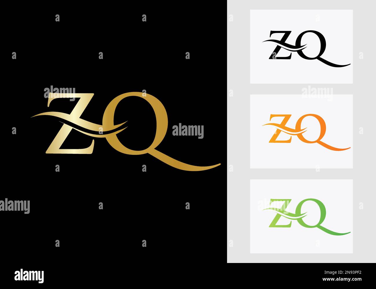 Initial Monogram Letter ZQ Logo Design. ZQ Logotype Template Stock ...