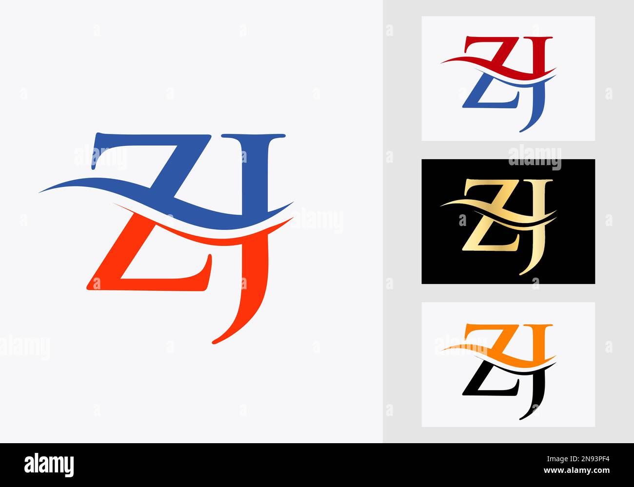 Initial Monogram Letter ZJ Logo Design. ZJ Logotype Template Stock ...