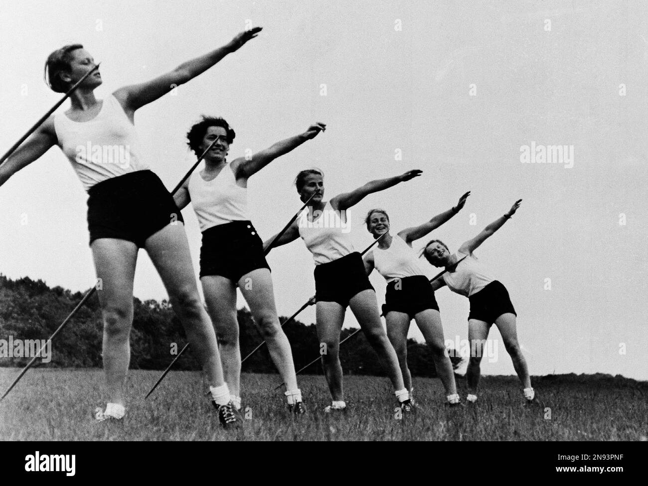 German girls shown in physical training at the Reich's Colonial School ...