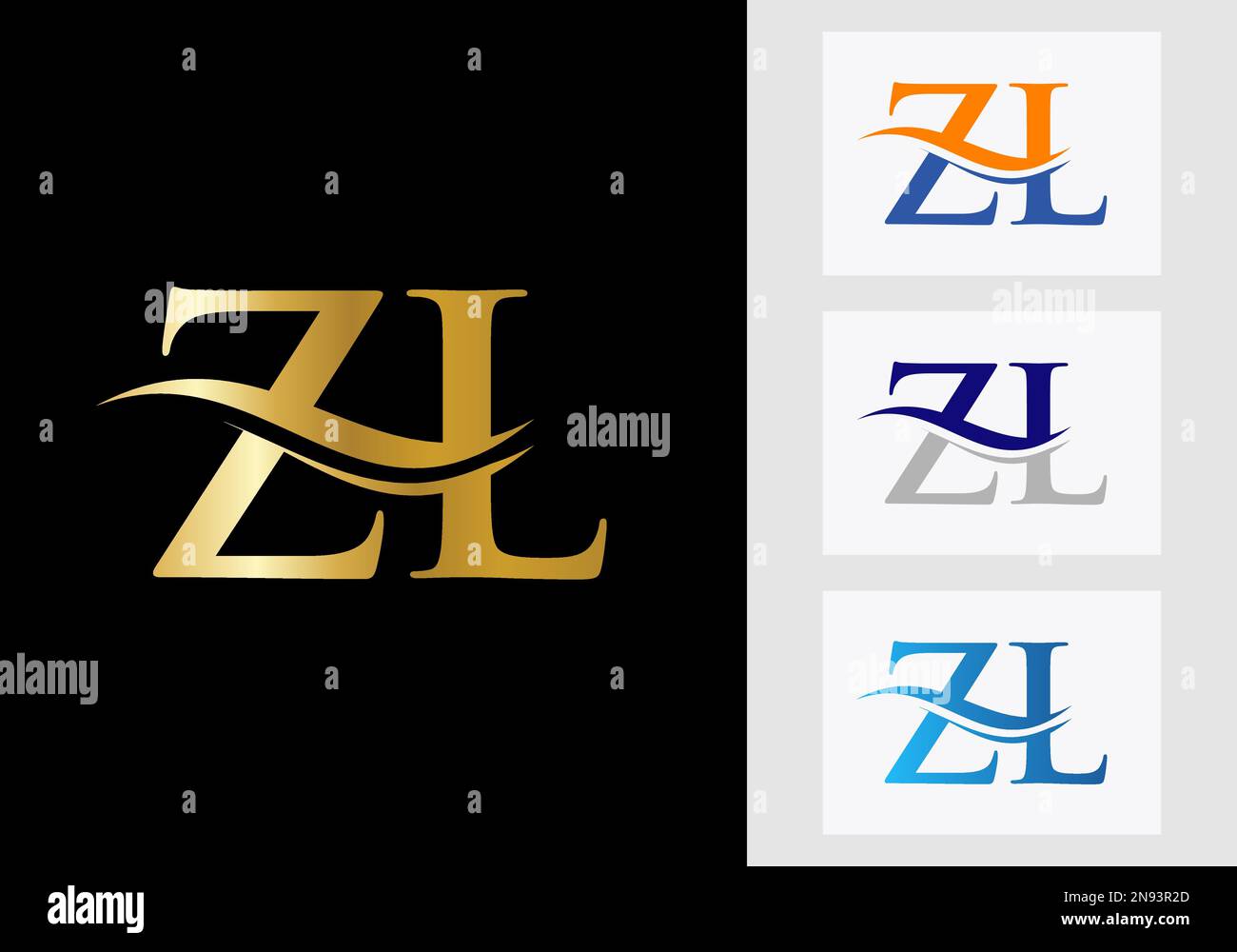 Initial Monogram Letter ZL Logo Design. ZL Logotype Template Stock ...