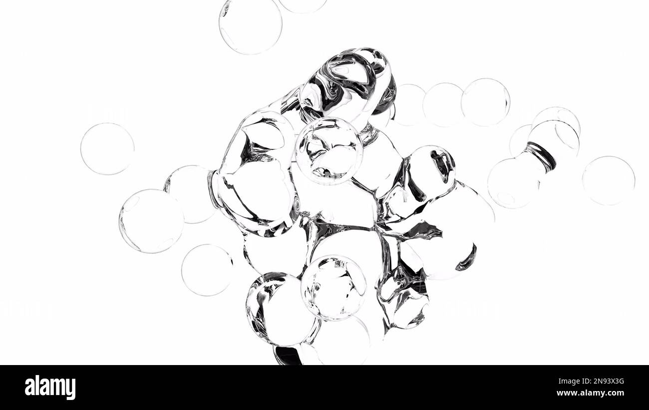 Transparent water bubbles are moving up 3d render Stock Photo - Alamy