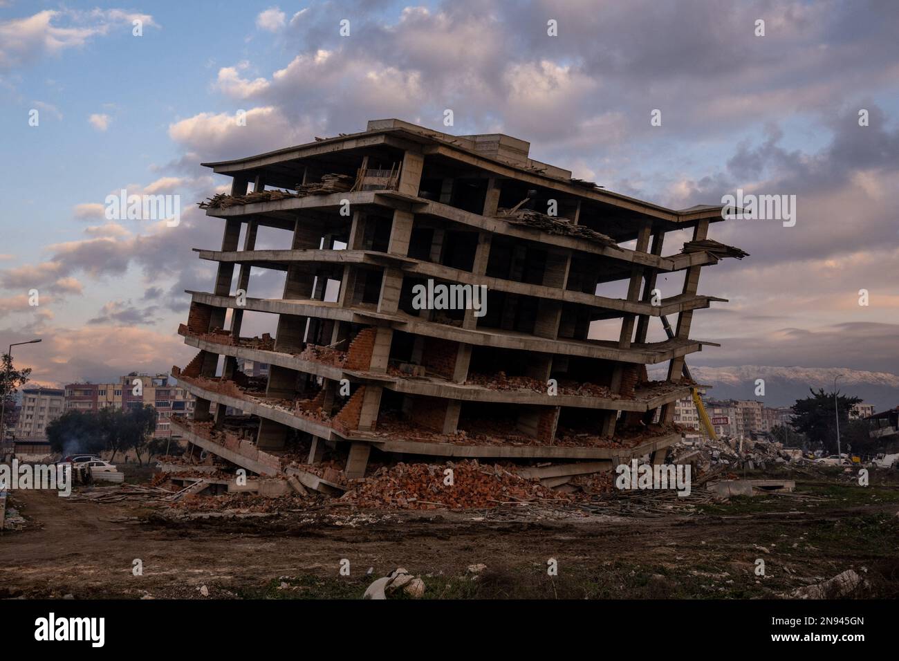 Leaning buildings are seen in the city of Hatay (or Antakya or Antioch ...