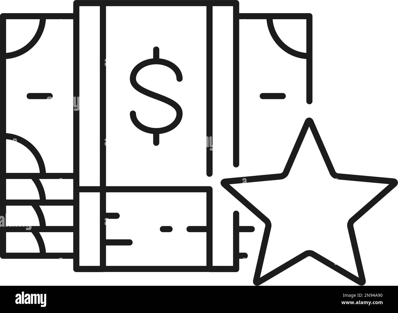 Dollar banknotes with star, feedback lineal icon. Cash payment, paper ...