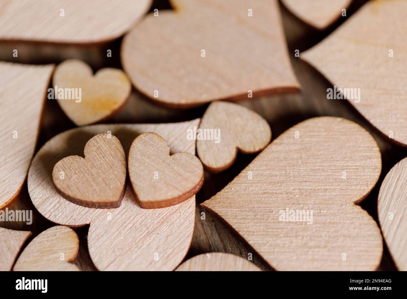 Many wooden colorless hearts background for Valentine day celebration ...