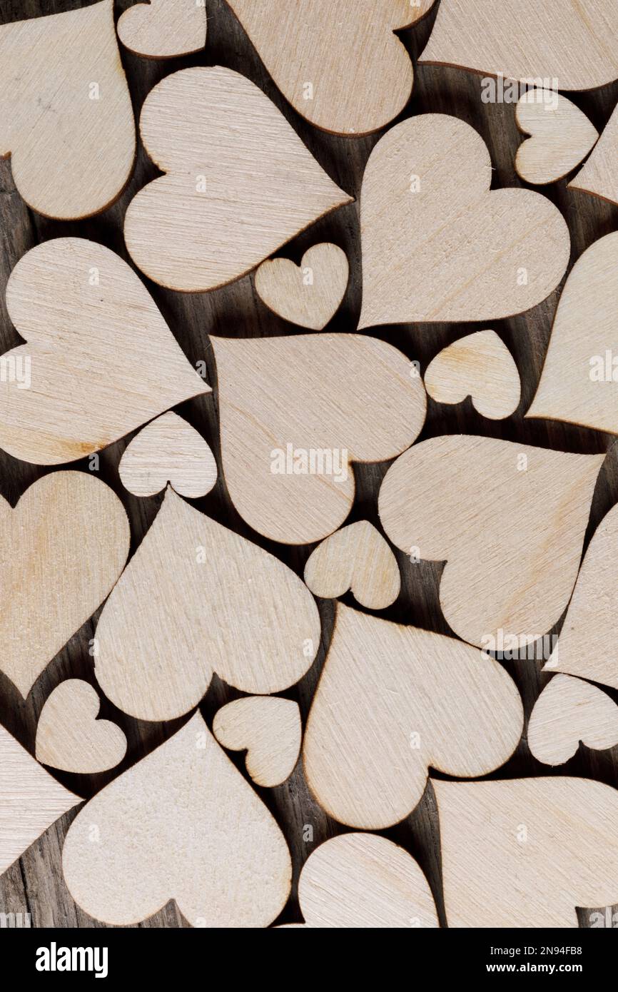 Many wooden colorless hearts background for Valentine day celebration ...