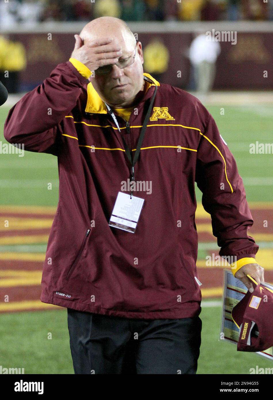 FILE - This Sept. 24, 2011 file photo shows Minnesota head coach Jerry ...