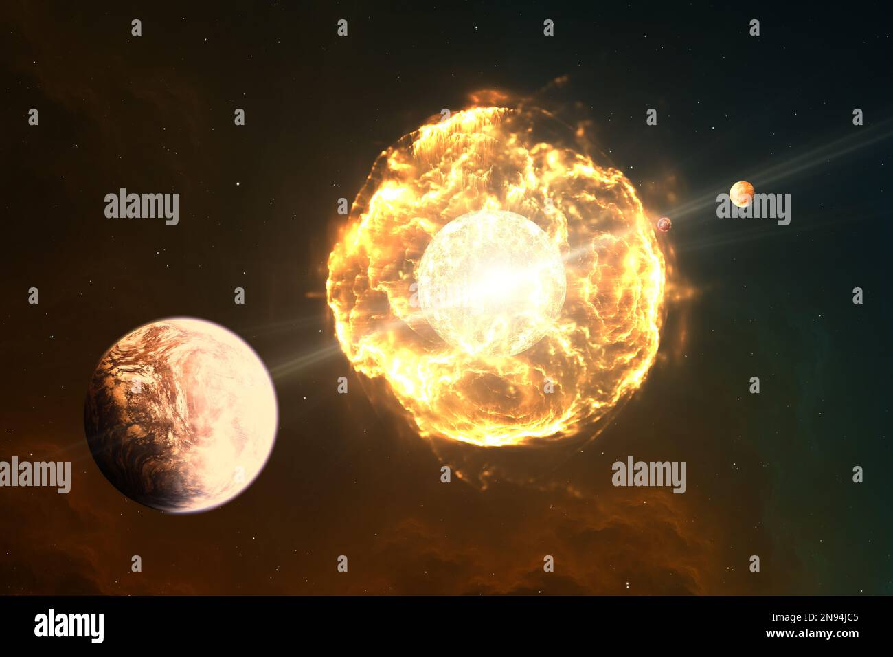 Sun expanding into a Red Giant. 3d illustration Stock Photo - Alamy