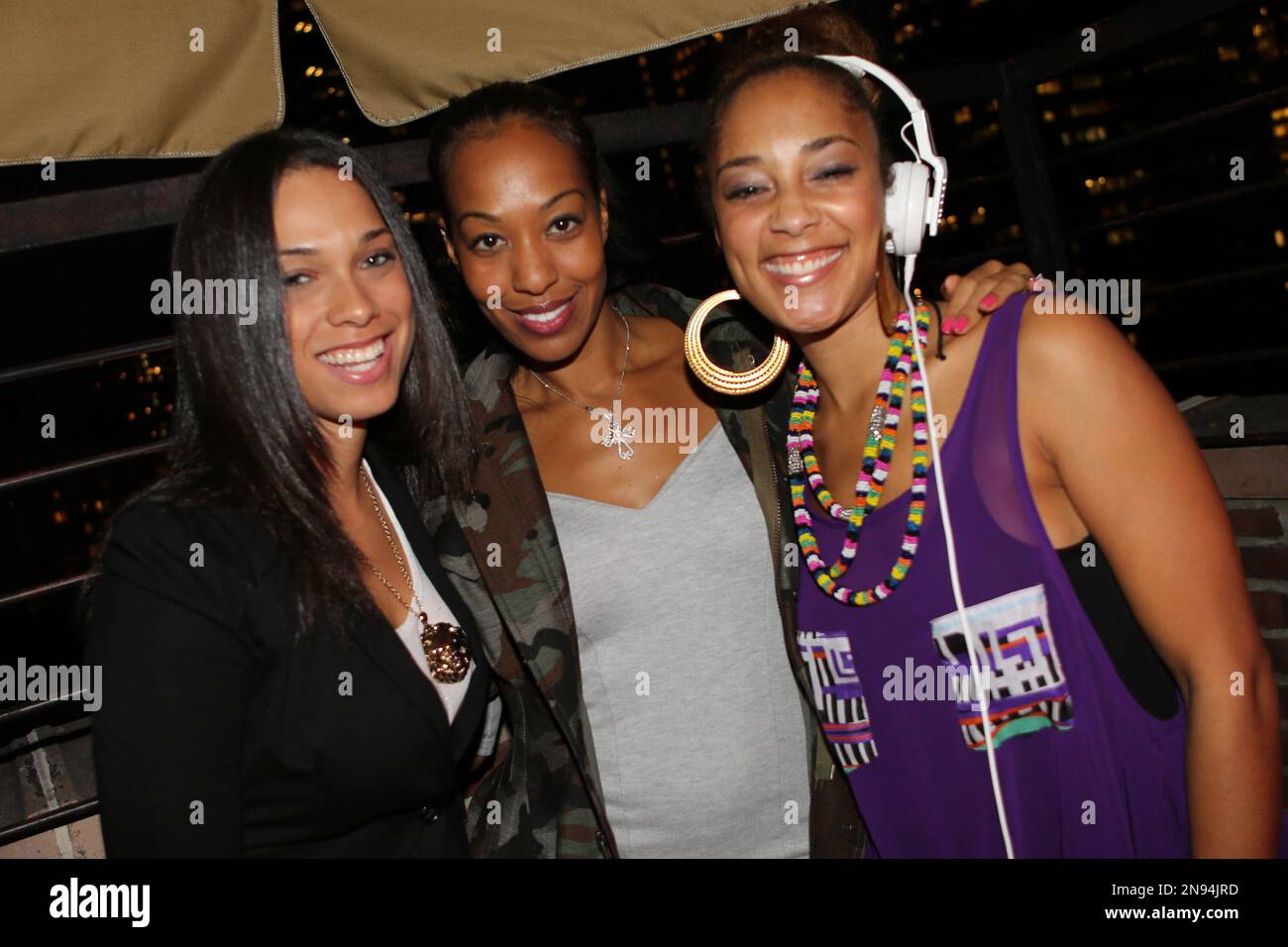 Sabrina Hale, left, Sari Baez, center, and DJ Amanda Seales pose for a ...