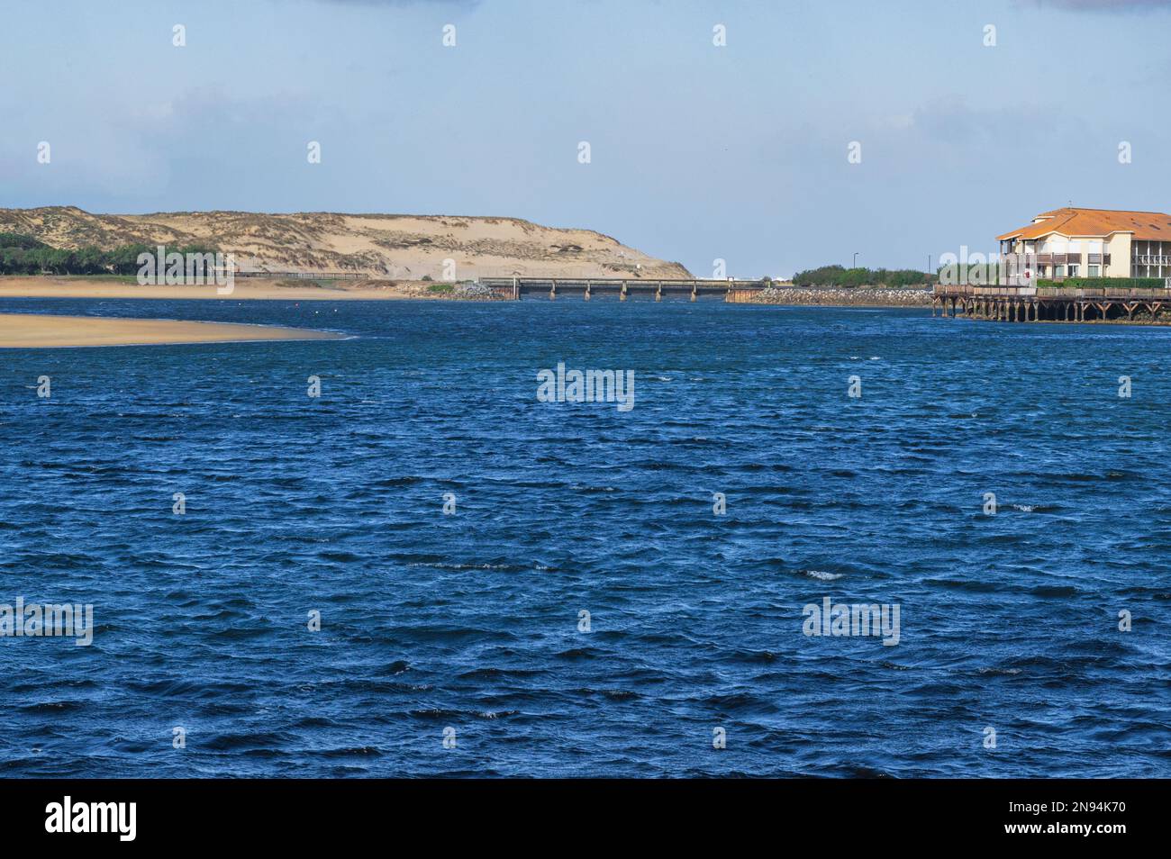 The coastal lake Lac de Soustons at Soustons, southwest France Stock ...