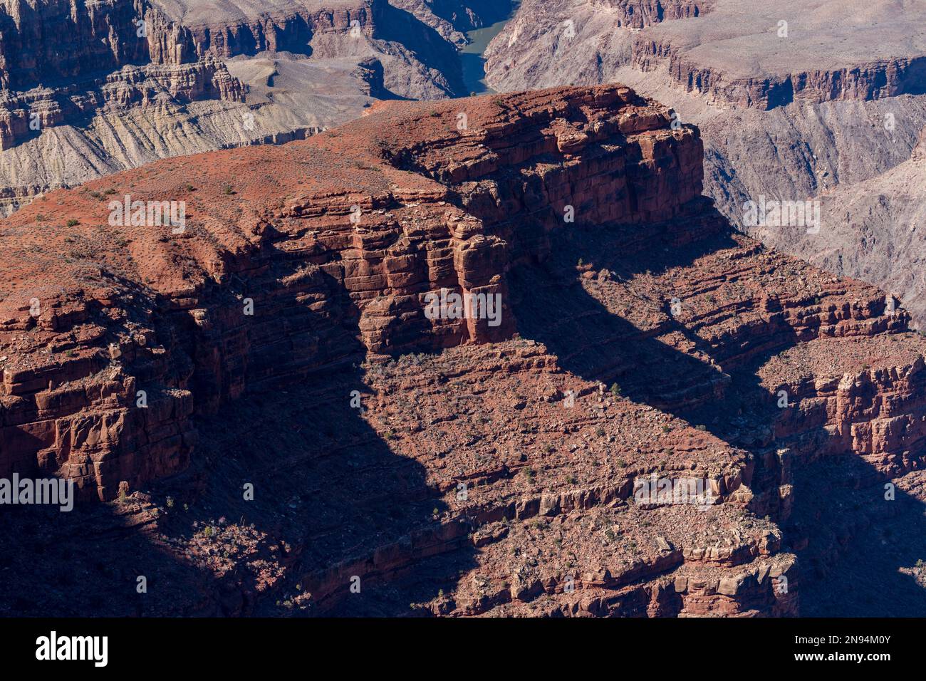 An aerial shot of the landmarks of the Grand Canyon, Arizona, USA Stock ...