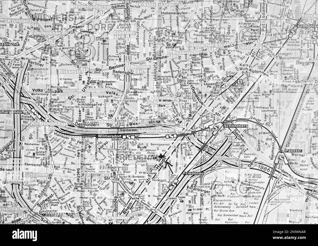 Map of West Berlinís Friedenau district, where a bomb killed two and ...