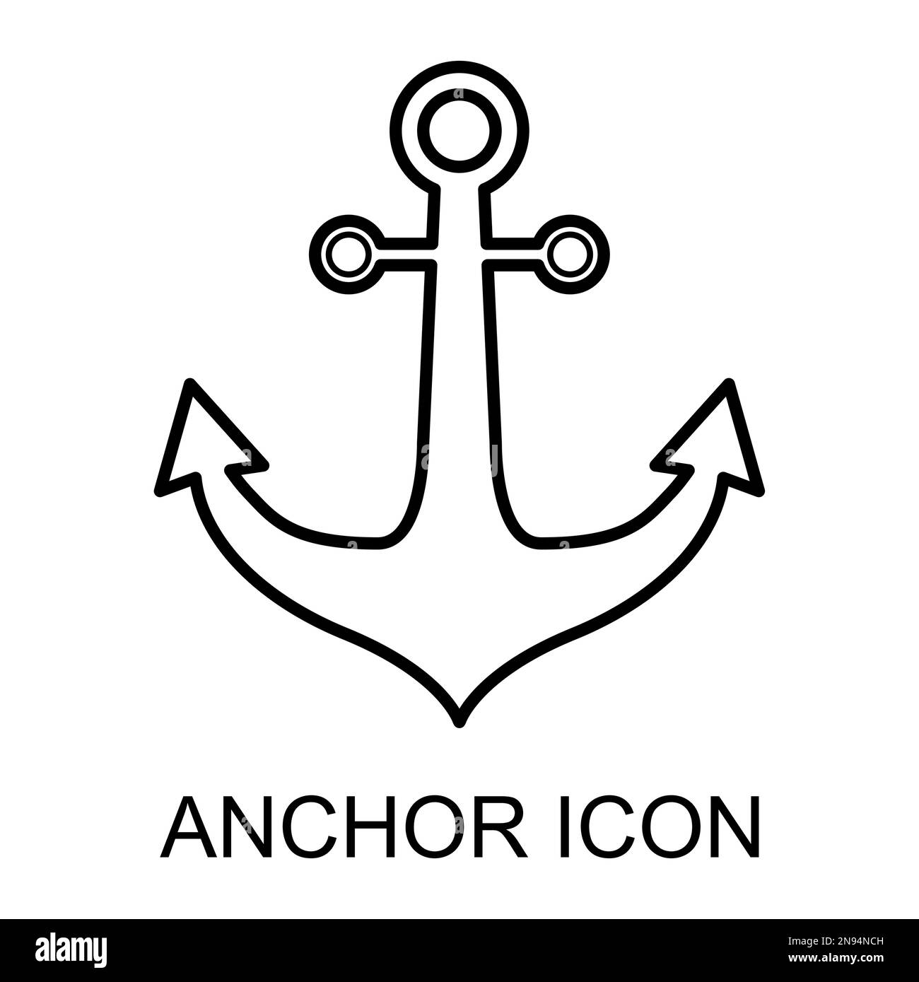 Anchor marine old icon, ship security object element, vector ...