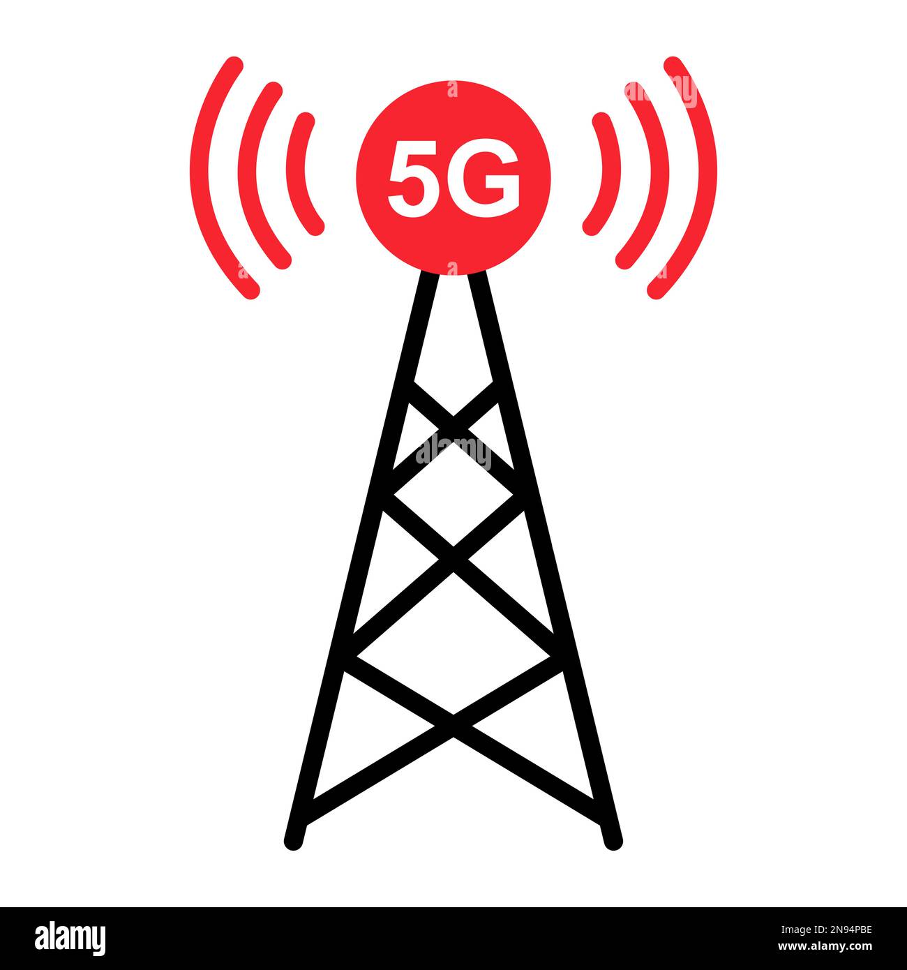 Signal tower icon, wireless technology network sign, antenna wave radio vector illustration ...