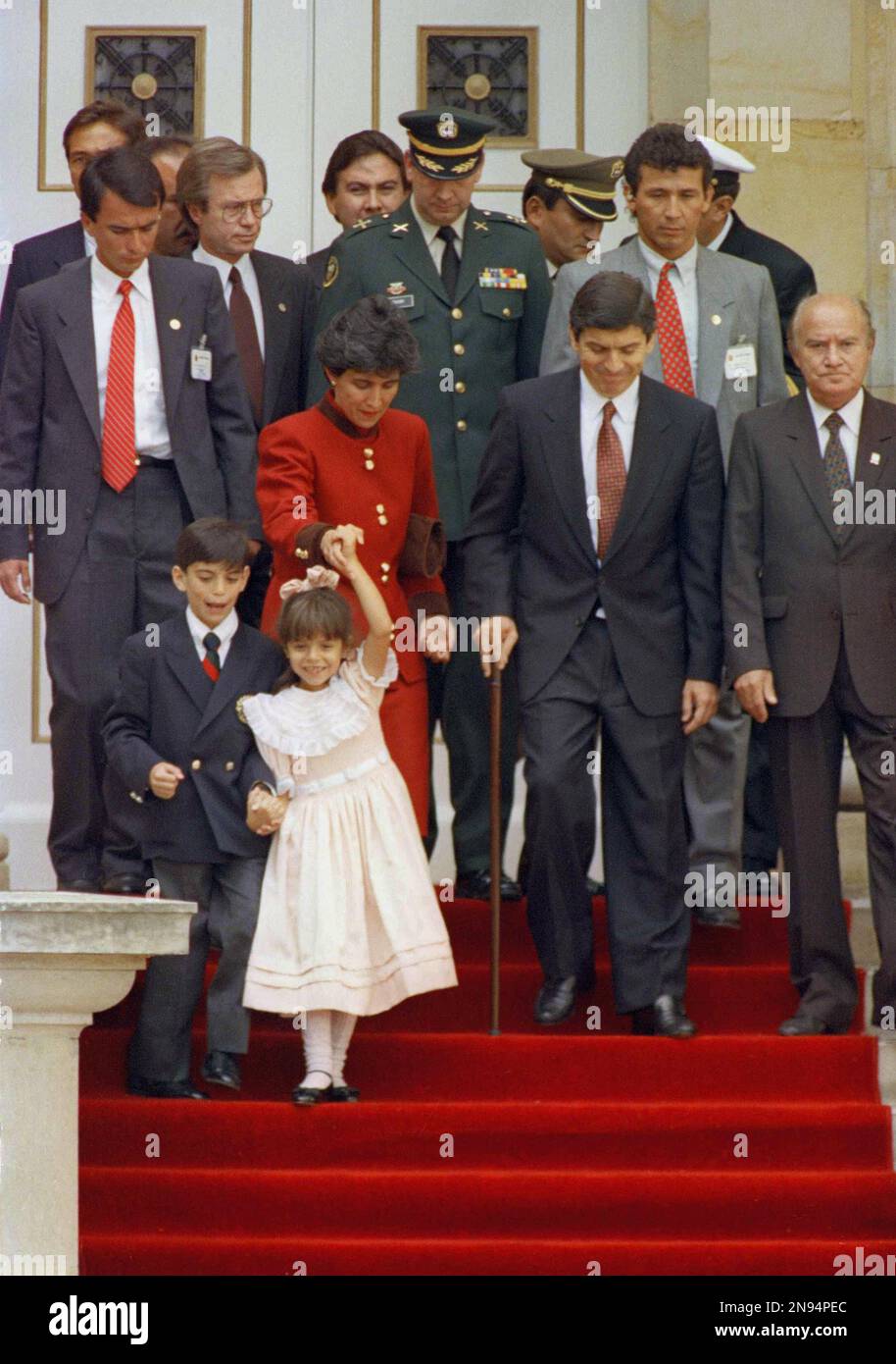 Colombia first family Cesar Gaviria, his wife Ana Melina, son Simon and ...