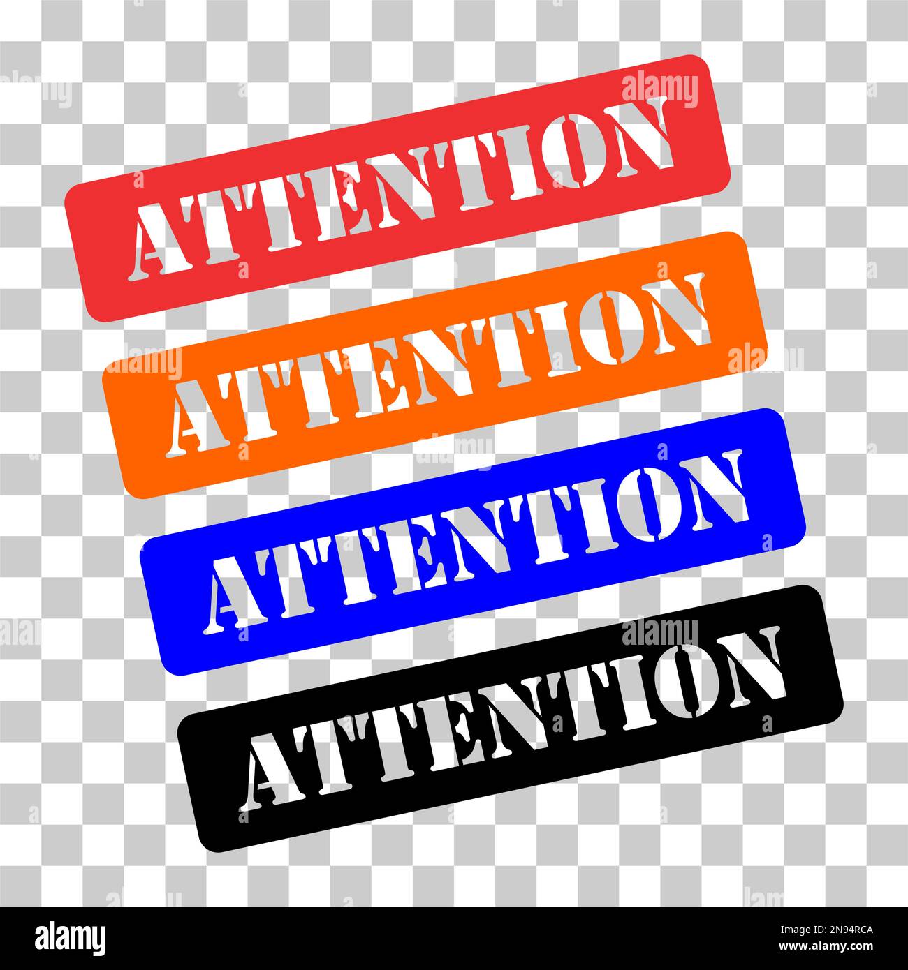 Set of Attention stamp symbol, label sticker sign button, text banner vector illustration Stock ...