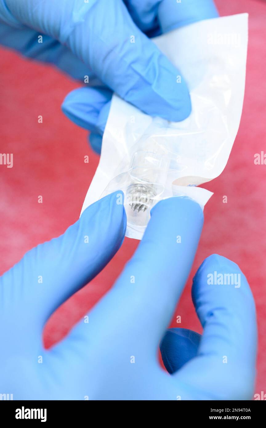 Preparation of the dermapen for the rejuvenation procedure, mesotherapy ...