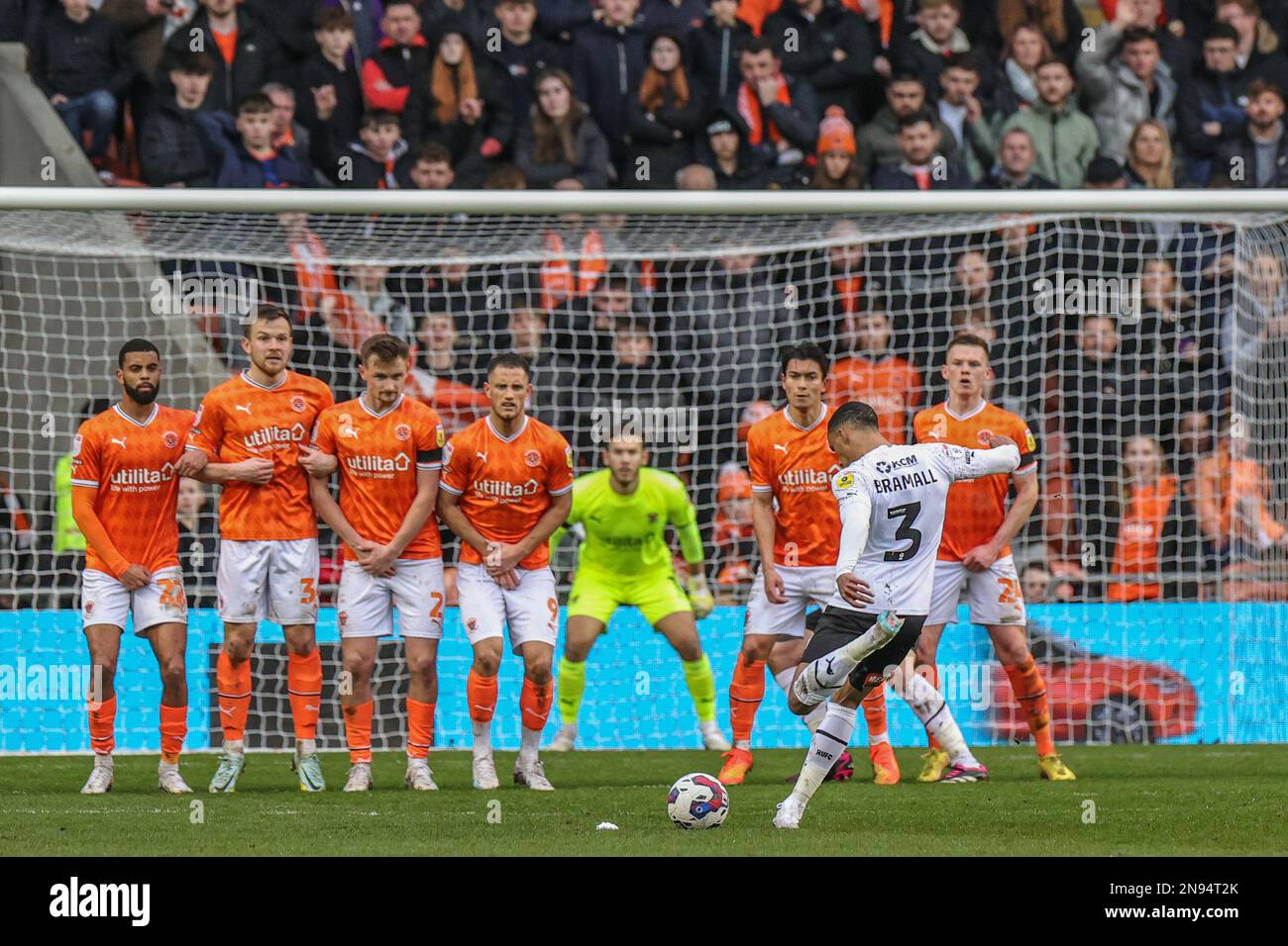 Blackpool, UK. 12th Feb, 2023. Blackpool players line up as Cohen ...