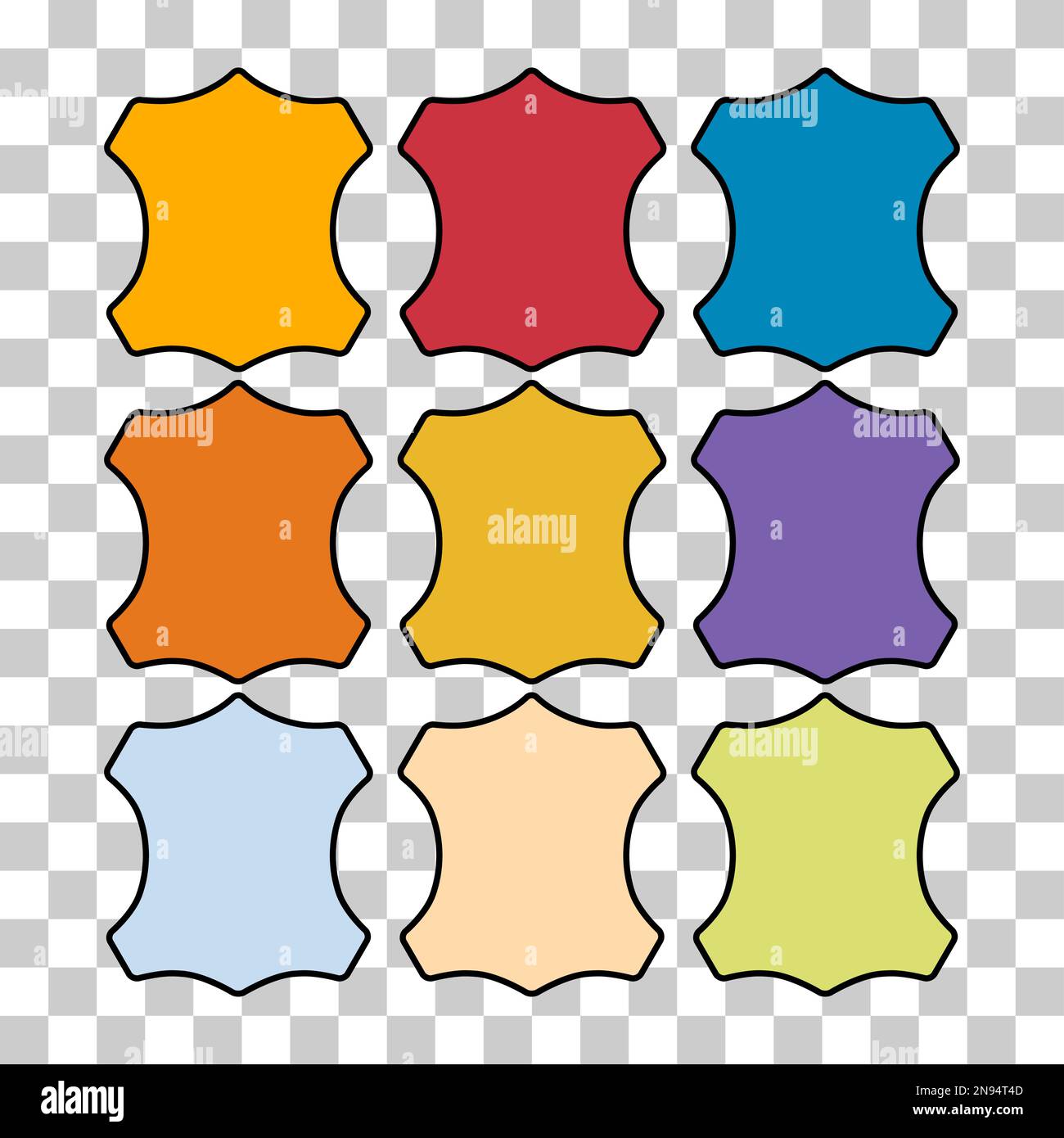 Set of Leather skin fashion icon, animal material graphic sign, texture ...