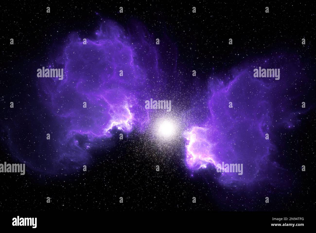 Space background with extrasolar nebula and stars, 3D illustration ...