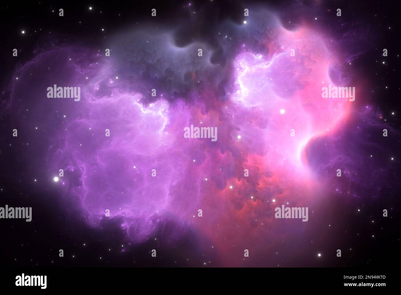 Space background with extrasolar nebula and stars, 3D illustration ...