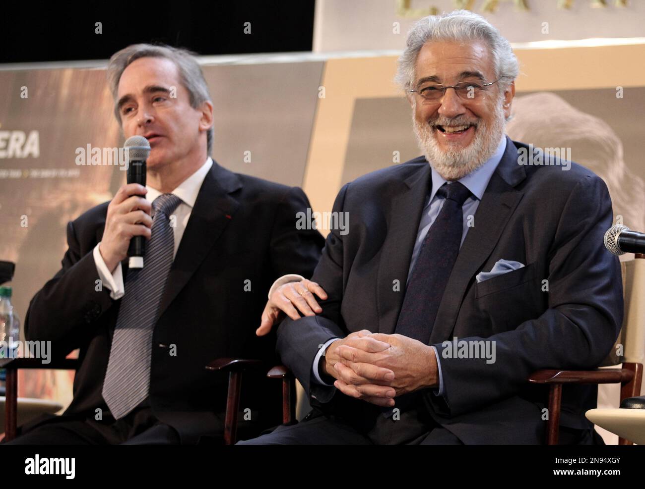 Conductor James Conlon, left, and Placido Domingo attend the LA Opera ...