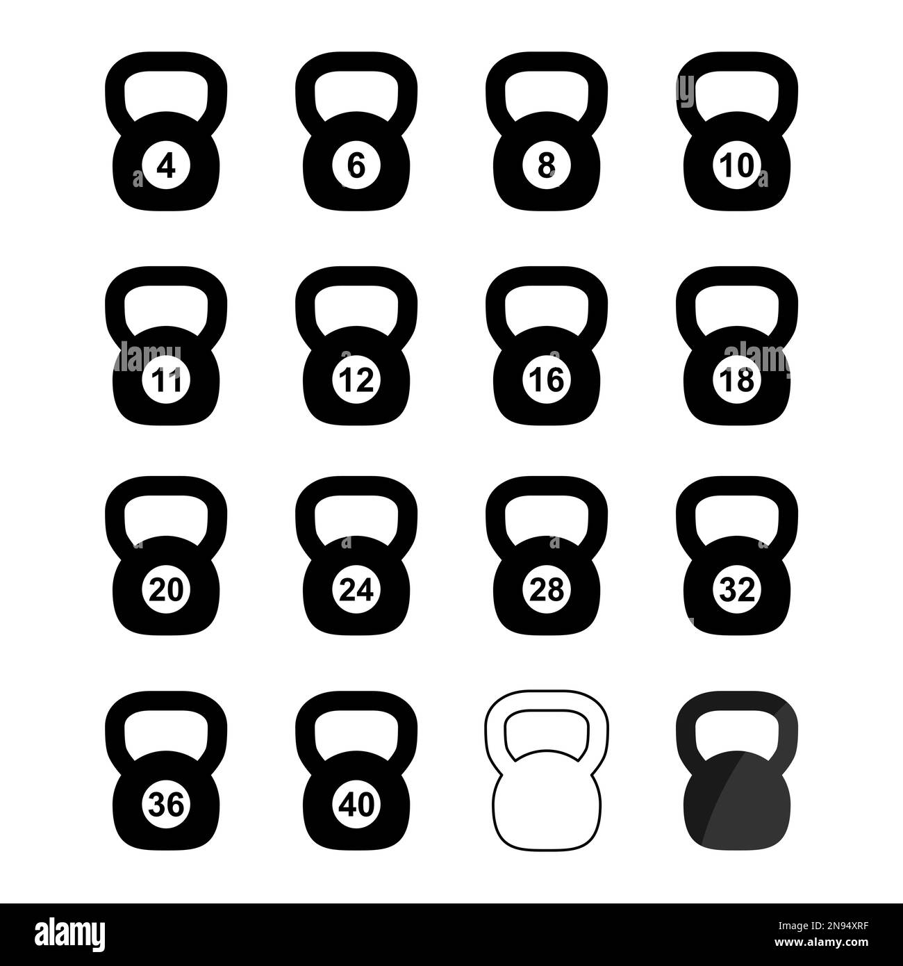 Set of Kettlebell icon, fitness sport symbol, iron equipment vector ...