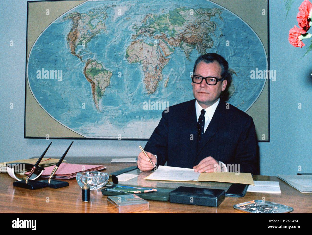 Willy Brandt West German Foreign Minister shown in his office on ...