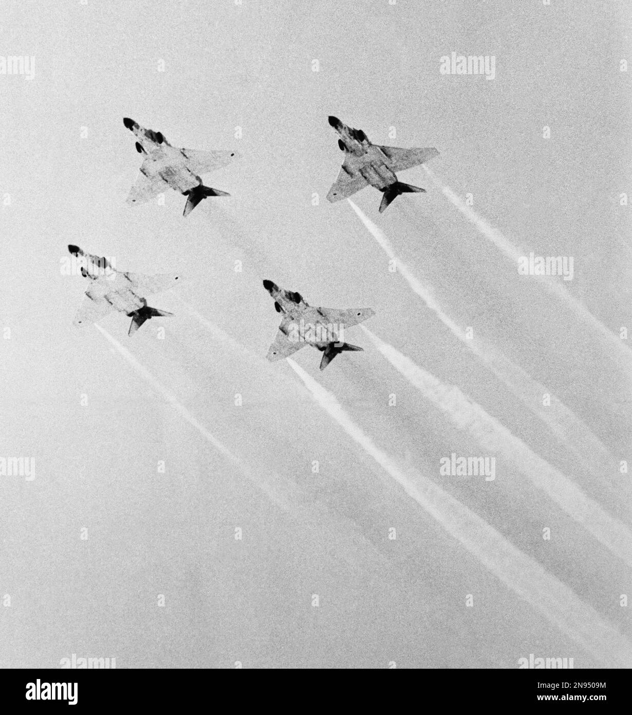 Israeli Air Force Phantom Fighter bombers in formation during the ...