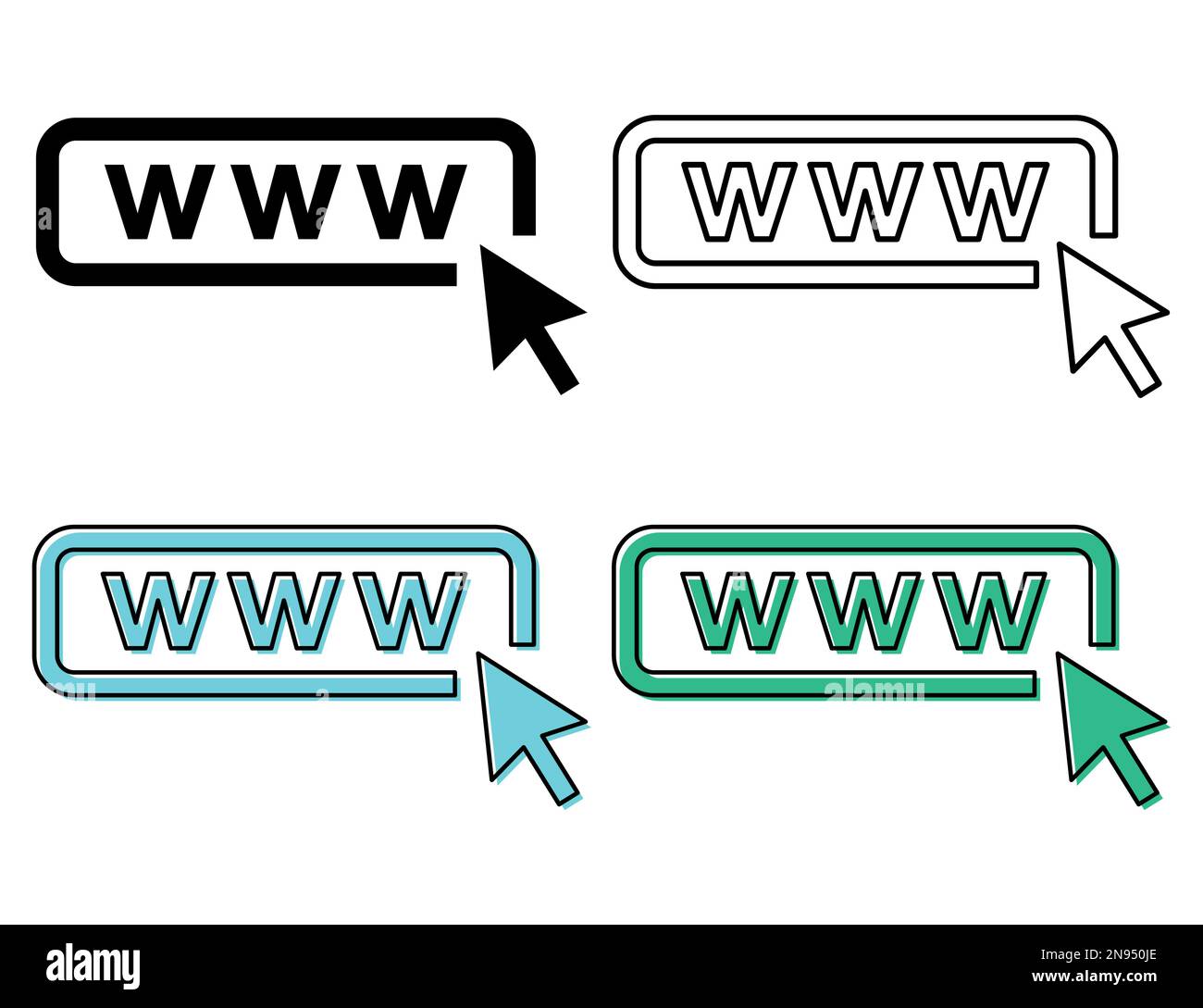 Set of World wide web icon, www internet website symbol, click mouse ...