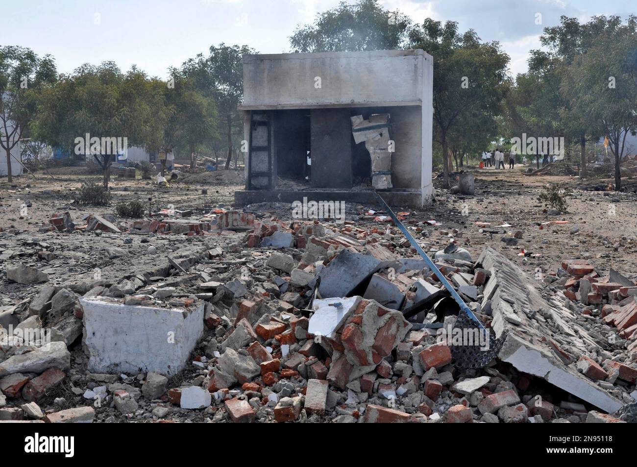 The remains of a building that was razed to the ground after a massive ...