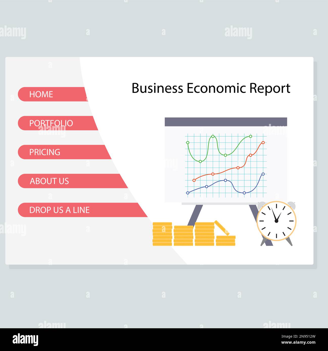 Business economic report landing page, management company. Vector of ...