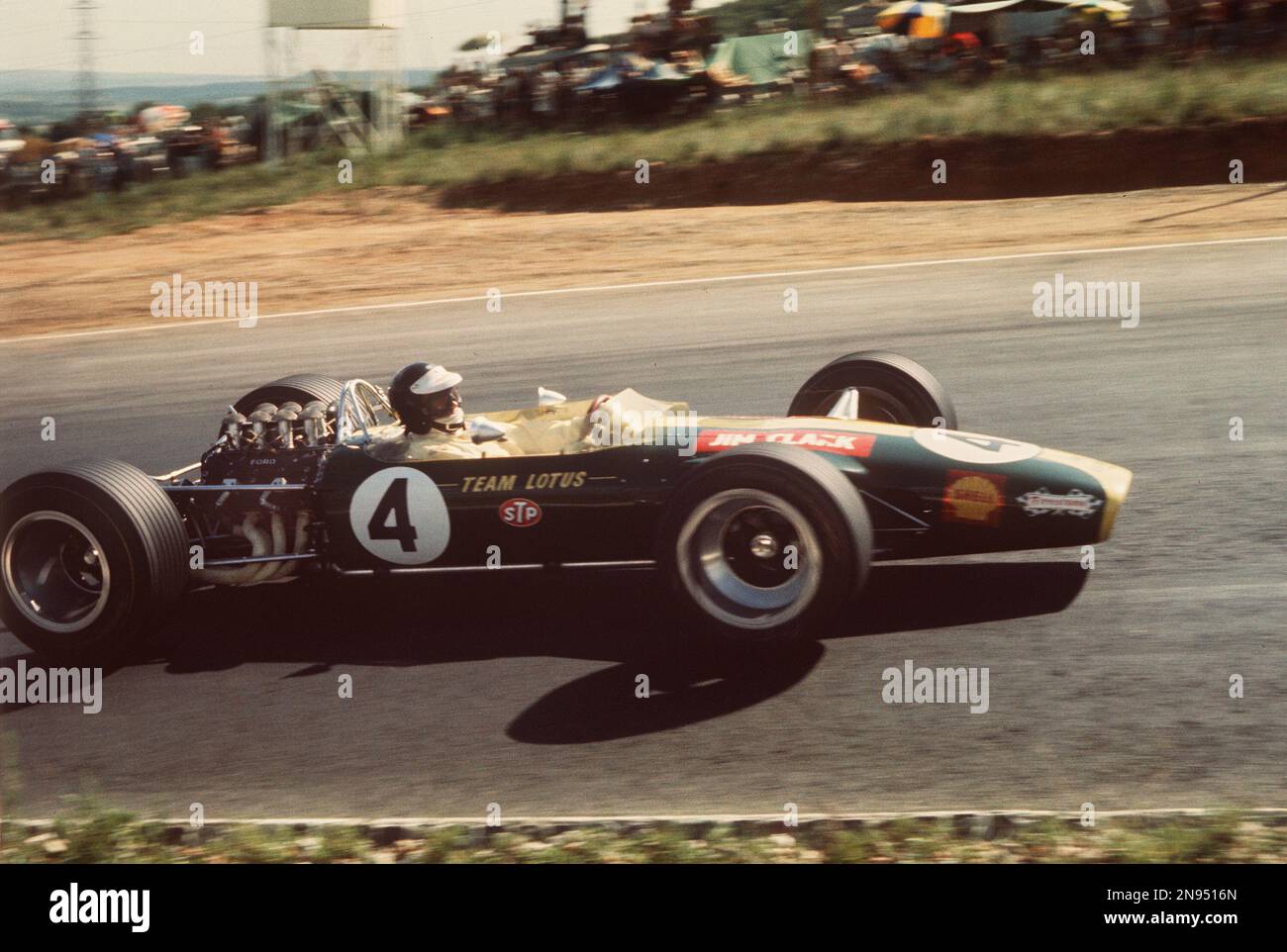 Two-time world champion driver Jim Clark of Scotland drives his Lotus ...