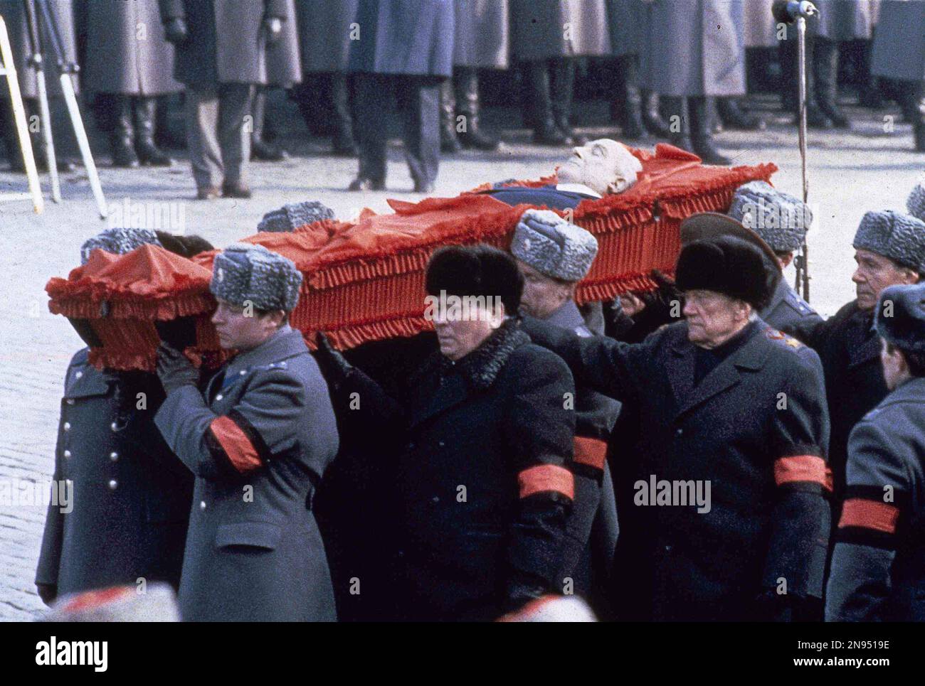Soviet Union's new leader Konstantin Chernenko, at center, with fellow ...